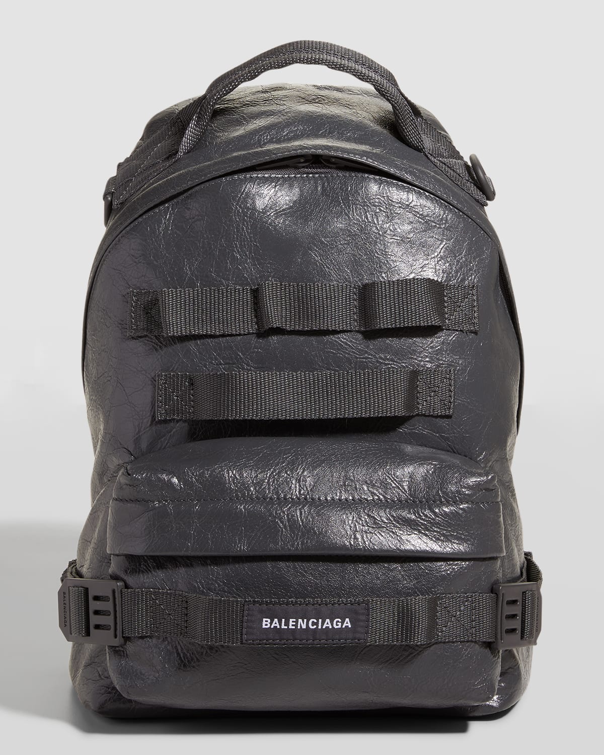 Balenciaga Army Webbed Multi-Strap Leather Backpack - 1110 Fossil